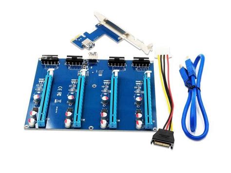 Pcie 1 To 4 Pci Express 16x Slots Riser Card Usb3 0 Pci E 1x To External 4 Pci E Slot Adapter