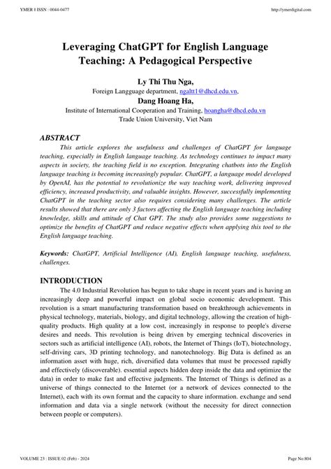 Pdf Leveraging Chatgpt For English Language Teaching A Pedagogical