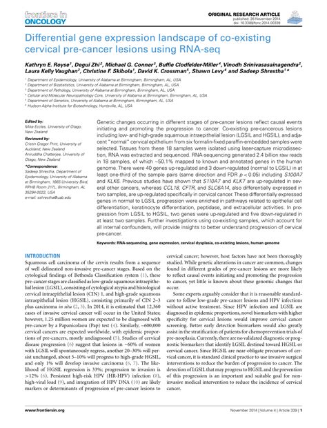 Pdf Differential Gene Expression Landscape Of Co Existing Cervical