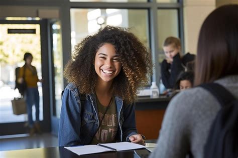 Premium Photo Portrait Of Young Adult Woman Returning Books To