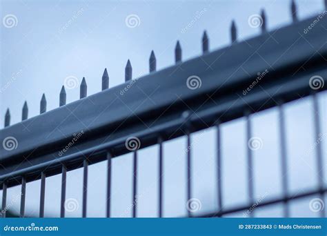 Security Fence With Small Sharp Spikes Guarding Highend Luxury Property Stock Image Image Of