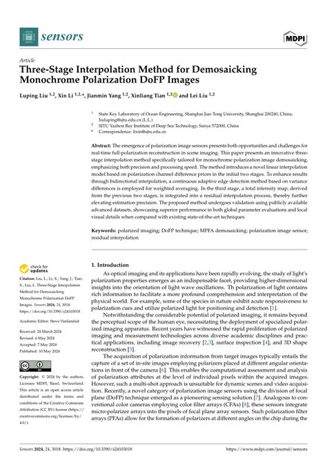 Pdf Three Stage Interpolation Method For Demosaicking Monochrome