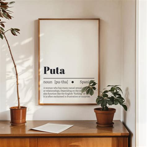Puta Spanish Dictionary Poster Funny Wall Art Spanish Slang