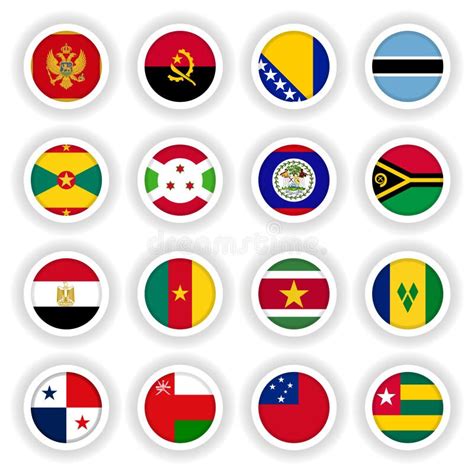 Large Set Of D Flag Buttons Stock Vector Illustration Of Vincent Circle