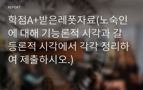 학점a받은레폿자료노숙인에 대해 기능론적 시각과 갈등론적 시각에서 각각 정리하여 제출하시오 레포트