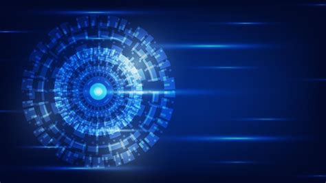 現代のグラフィック デザインの未来的な技術の背景のハイテク サークル デジタル Hud 画面 プレミアムベクター