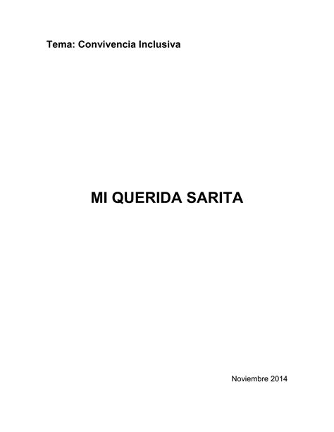 Cuento Mi Querida Sarita Pdf