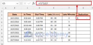 Salary Deduction Formula In Excel For Late Coming With Example