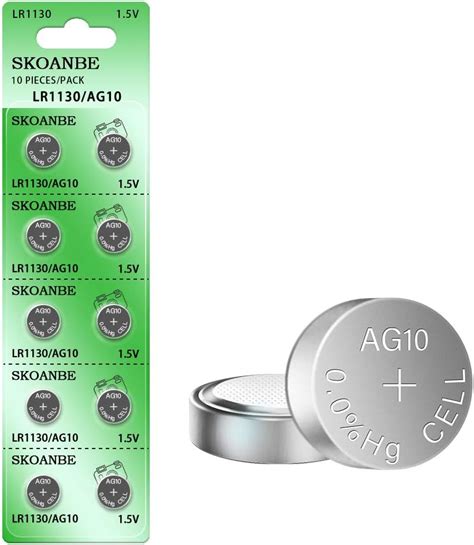 SKOANBE SG10 10pcs AG10 Coin Battery 1 5V Button Cell LR1130 Amazon Ca Health Personal Care