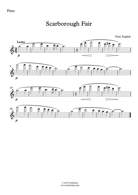 Scarborough Fair Traditional Flute Sheet Music