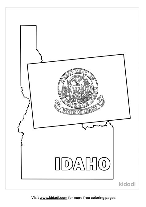 Idaho Coloring State Outline Map Pages States Shape Usa Sheets