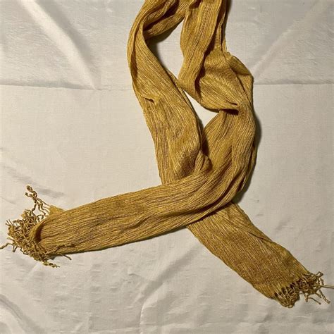 Coldwater Creek Scarf Pretty Gold Color Fringe On Depop