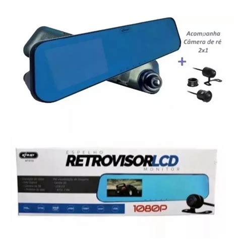 Espelho Retrovisor Tela 43 Câmera Frontal E Ré Knup Grava Vídeo Sd