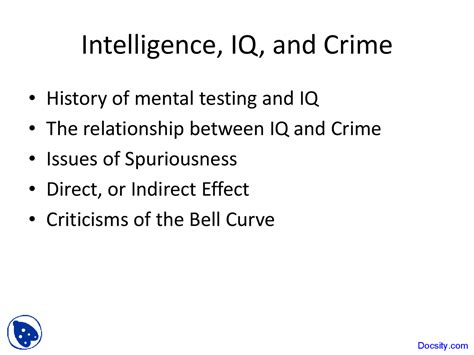 Intelligence Criminological Theory Lecture Slides Docsity