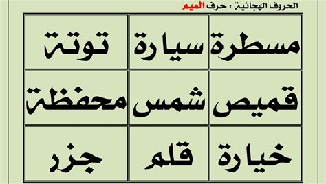م مجموعة كلمات بحرف الميم اعرف
