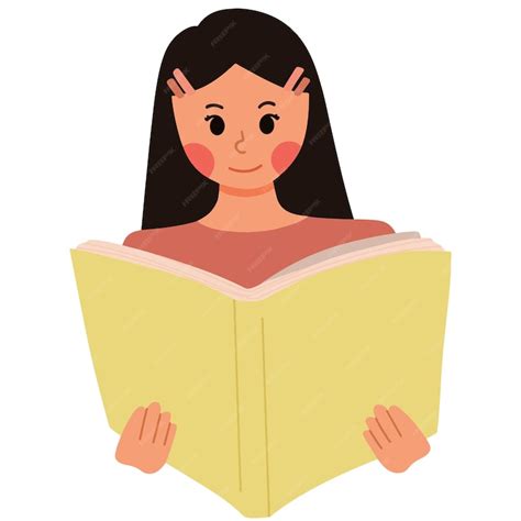 Premium Vector A Girl Reading A Book Illustration