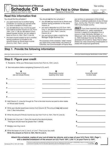Il 1041 Schedule Cr Income Tax Business Form Fill Out And Sign