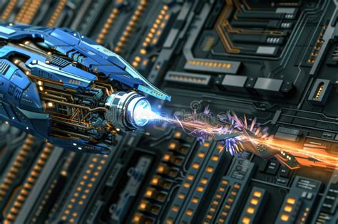 Futuristic Ai Robotic Arm With Glowing Circuits High Tech Illustration Of Advanced Technology