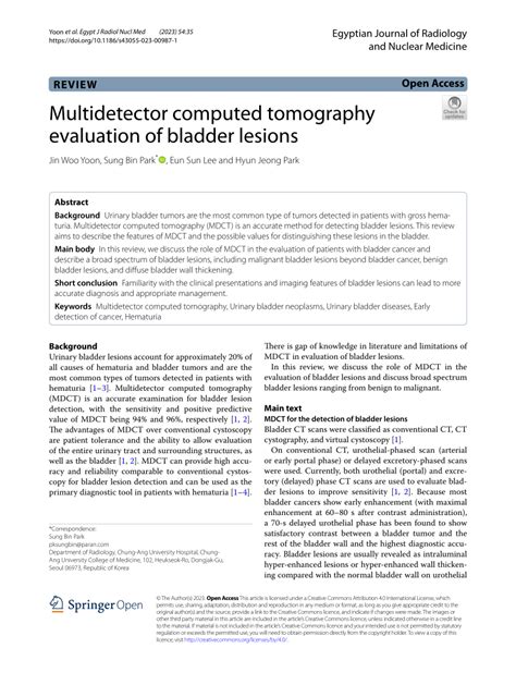 Pdf Multidetector Computed Tomography Evaluation Of Bladder Lesions