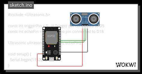 Kodingan Ultrasonic Wokwi ESP32 STM32 Arduino Simulator