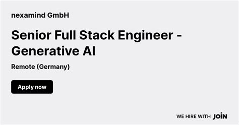 Nexamind Remote Senior Full Stack Engineer Generative Ai