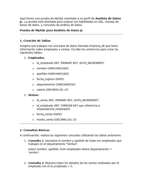 Prueba Analisis Pdf Sql Recuperación De Información