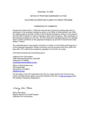 Fillable Online Film Ca Notice Of Proposed 2nd Readoption Of Emergency Regulations Notice Of