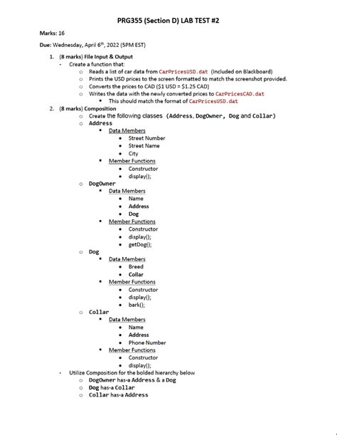 Use The Provided Labtest Cpp Main File Once Chegg