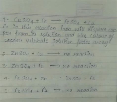 1 Cuso4 Fe 4 Feso4 Zn2 Znso4 Cu 5 Feso4 Cu 3 Znso4 Fe Is There Any