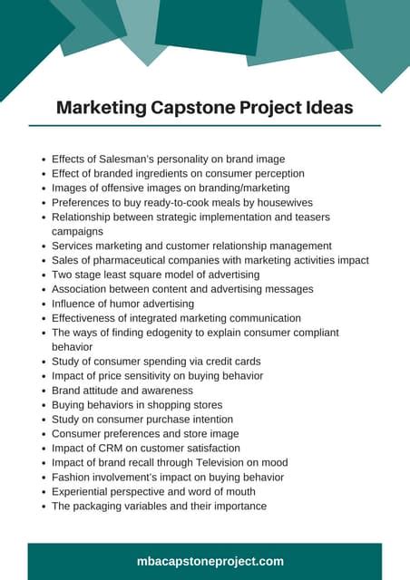 Capstone Project Topics For Mba Marketing Pdf