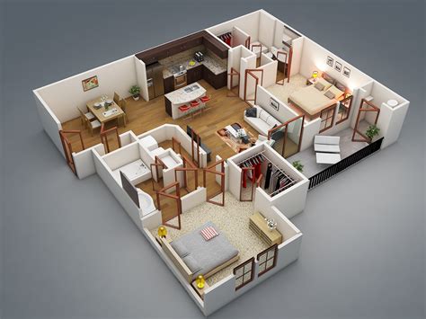 3d Floor Plans On The Basic Of 2d Blue Print Behance