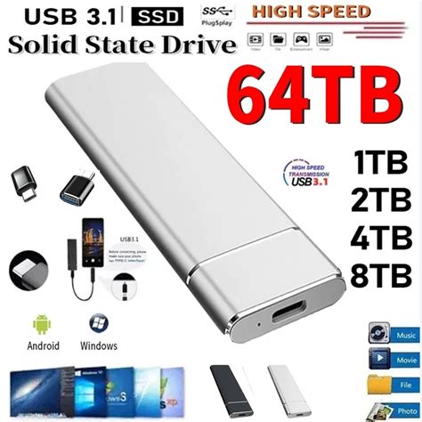 Portable Ssd 64tb External Hard Disk 128tb For Data Storage 16tb Moblie
