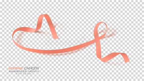 Uterine Cancer Awareness Month Peach Color Ribbon Isolated On