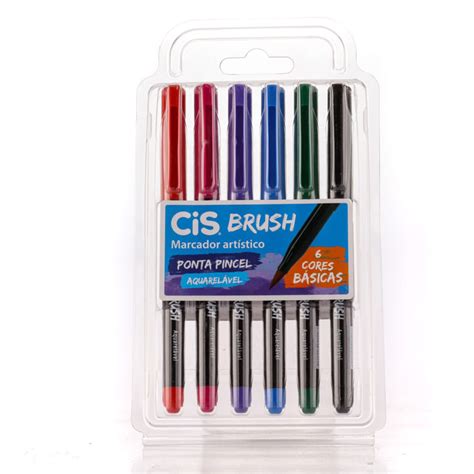 Marcador Cis Brush Básicas Estojo Com 6 Cores Covabra
