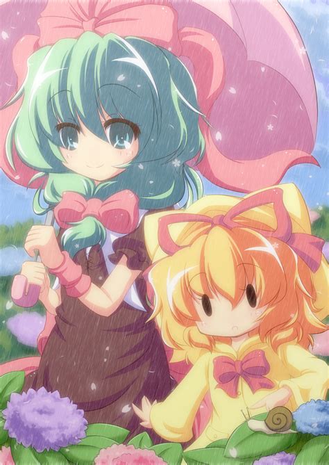 Nullpooo Kagiyama Hina Medicine Melancholy Touhou Highres 2girls Blonde Hair Bow Brown