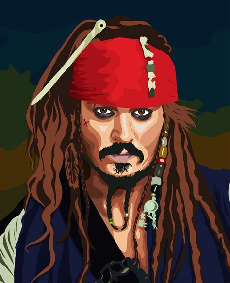 Иллюстрация Капитан Джек Воробей в стиле компьютерная графика
