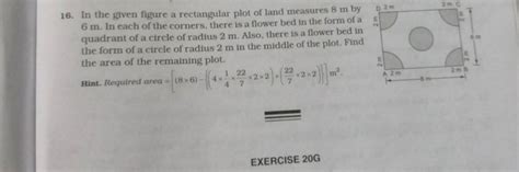 16 In The Given Figure A Rectangular Plot Of Land Measures 8 M By 6 M I
