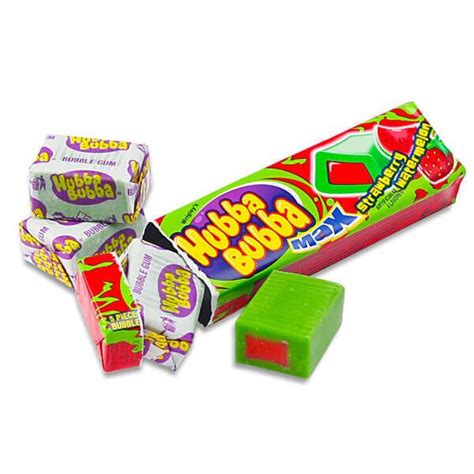 Hubba Bubba Max Bubble Gum Packs Strawberry Watermelon 18 Piece Box