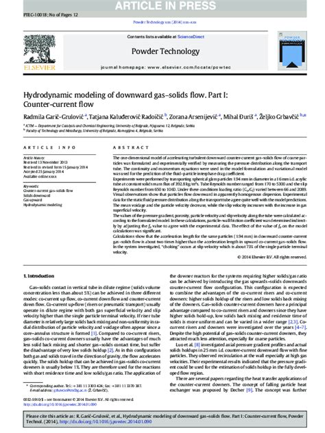 Pdf Hydrodynamic Modeling Of Downward Gas Solids Flow Part I