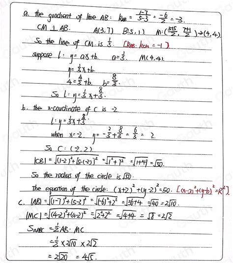 Solved E P The Points A And B Lie On A Circle With Centre C As Shown In The Diagram The