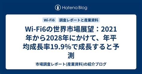 Wi Fi6の世界市場展望：2021年から2028年にかけて、年平均成長率199％で成長すると予測 市場調査レポート産業資料の紹介ブログ