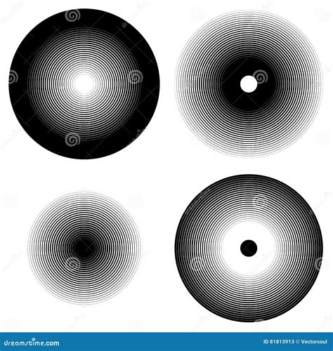 Set Of 4 Concentric Circle Elements Ripple Radiating Circles Stock Vector Illustration Of