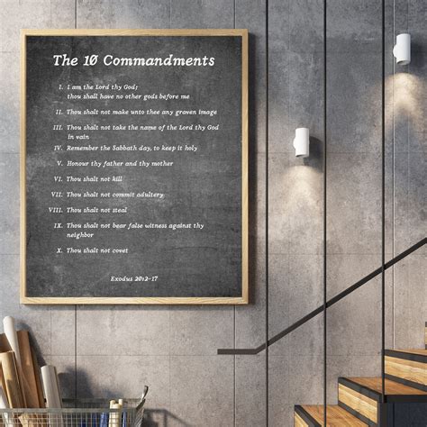 Cartel De Los 10 Mandamientos Éxodo 20 Obras De Arte Etsy México