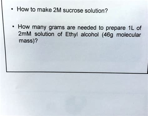 How To Make 2M Sucrose Solution How Many Grams Are Needed To Prepare