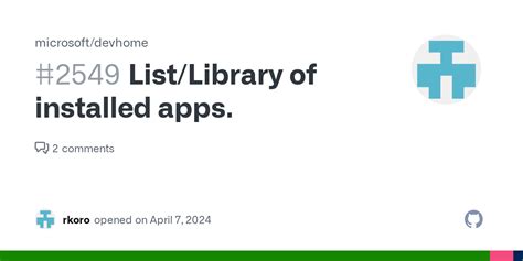 List Library Of Installed Apps · Issue 2549 · Microsoft Devhome · Github