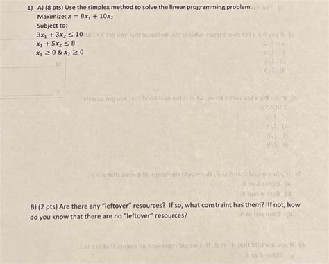 Solved Maximize Z 8x1 10x2 Subject To 3x1 3x2≤10 X1 5x2≤8
