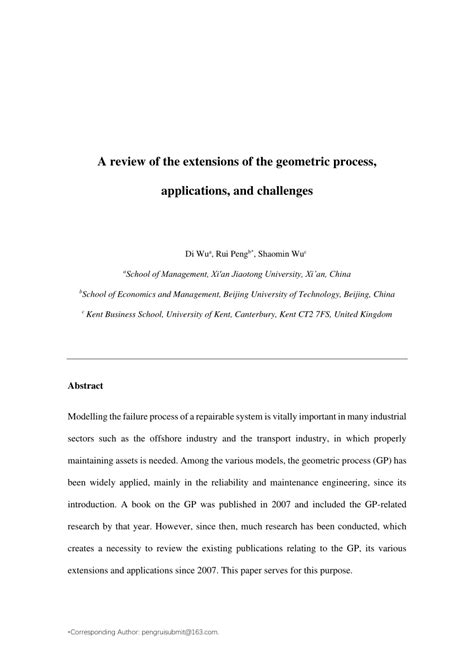 Pdf A Review Of The Extensions Of The Geometric Process Applications And Challenges