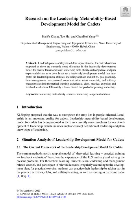 PDF Research On The Leadership Meta Ability Based Development Model For Cadets