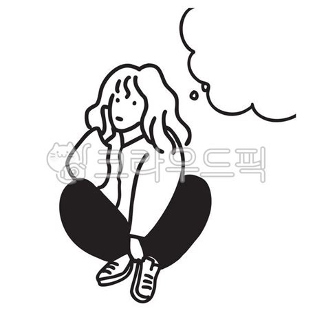 생각 생각하는여자 앉아서생각하는여자 소녀 생각하는소녀 사진이미지일러스트캘리그라피 레레디자인작가