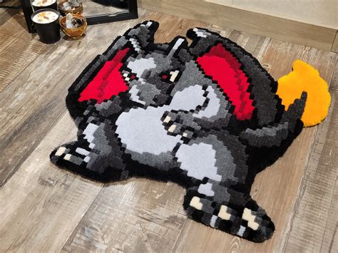 Shiny Charizard Sprite Red And Blue Version Art Tufted Rug Etsy